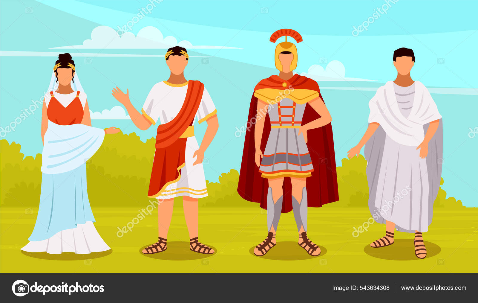 Citizens of ancient rome in traditional costumes set, legionary, roman ...