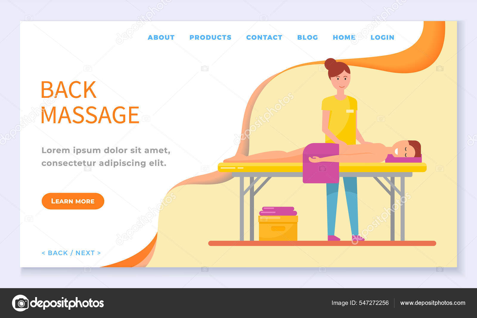 Back Massage Therapy in Spa Salon Website Page Stock Vector Image by ...