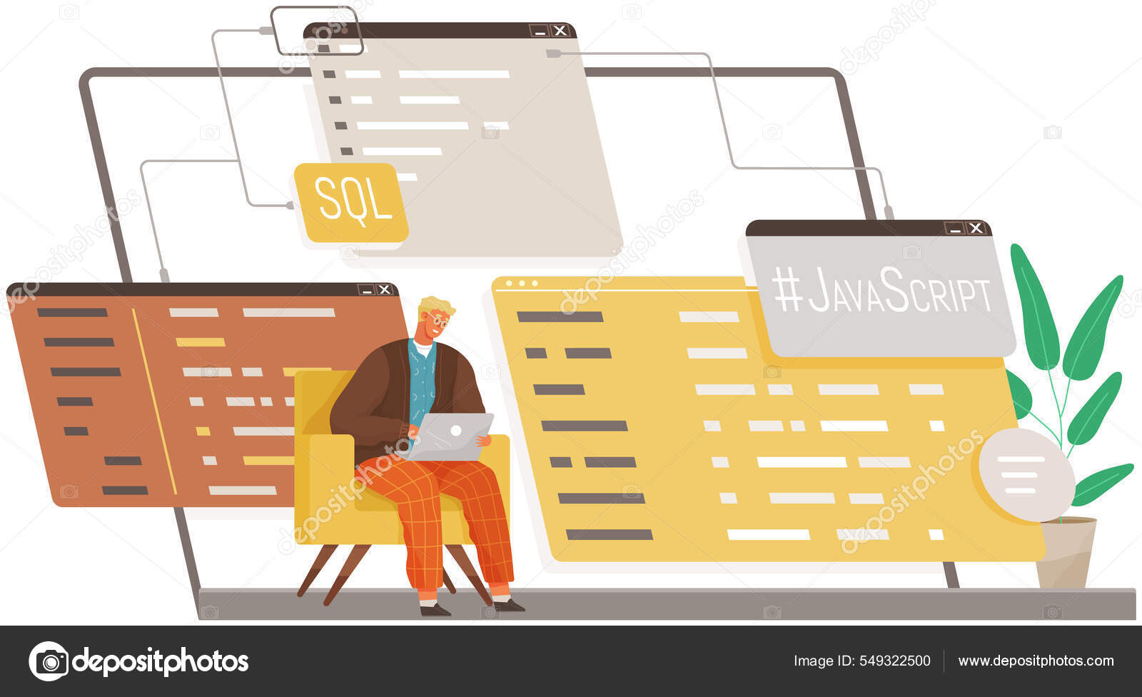 Programmer engineering and coding. Set of programmers working on web ...