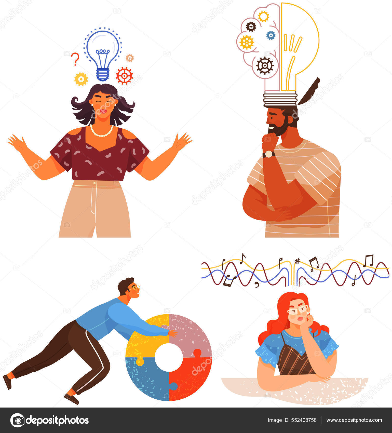 Mindset types set structural, analytical, logical and creative artistic ...