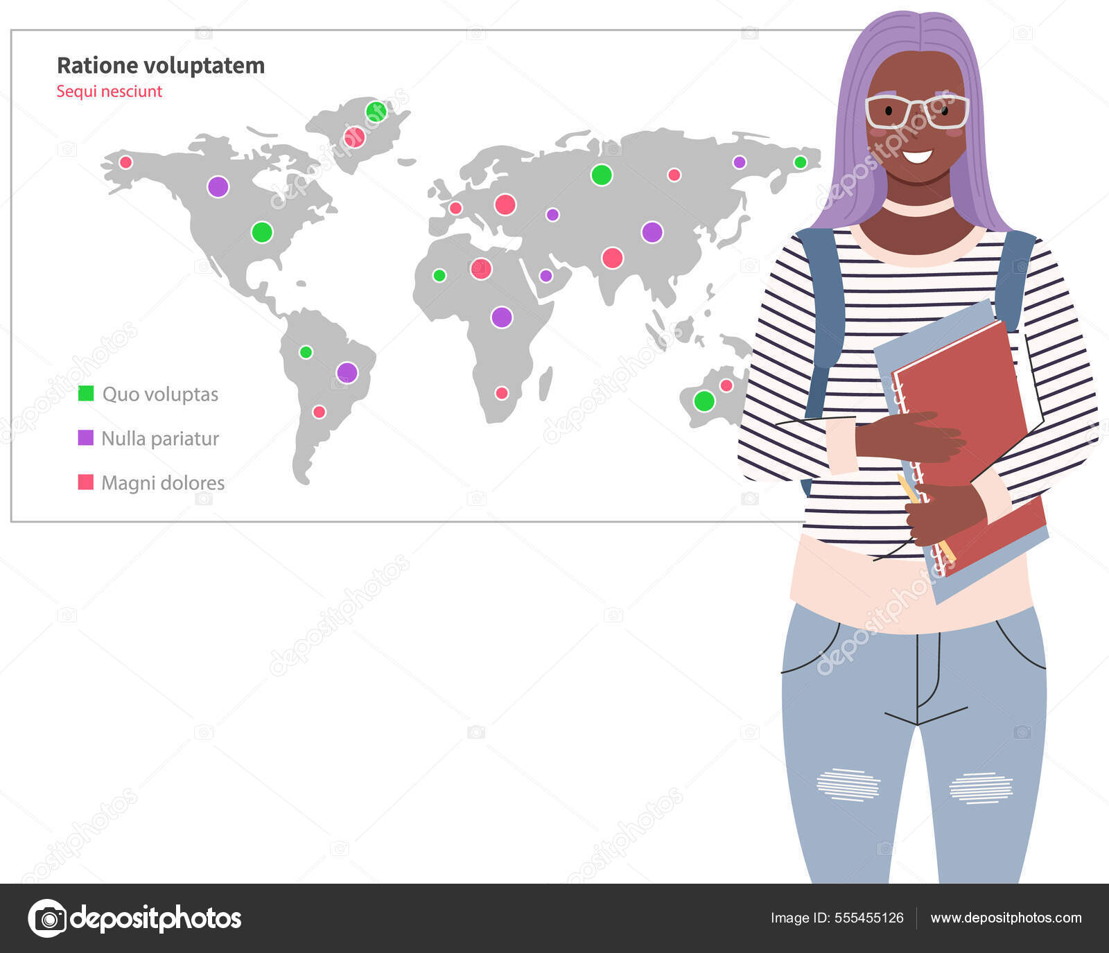 Woman analyses digital report with statistics. Statistical indicators ...