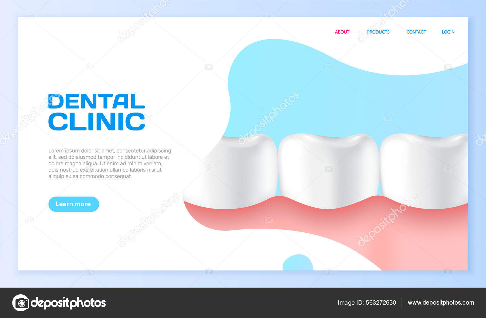 Human gum with healthy teeth and denture on dentistry banner. Medical ...