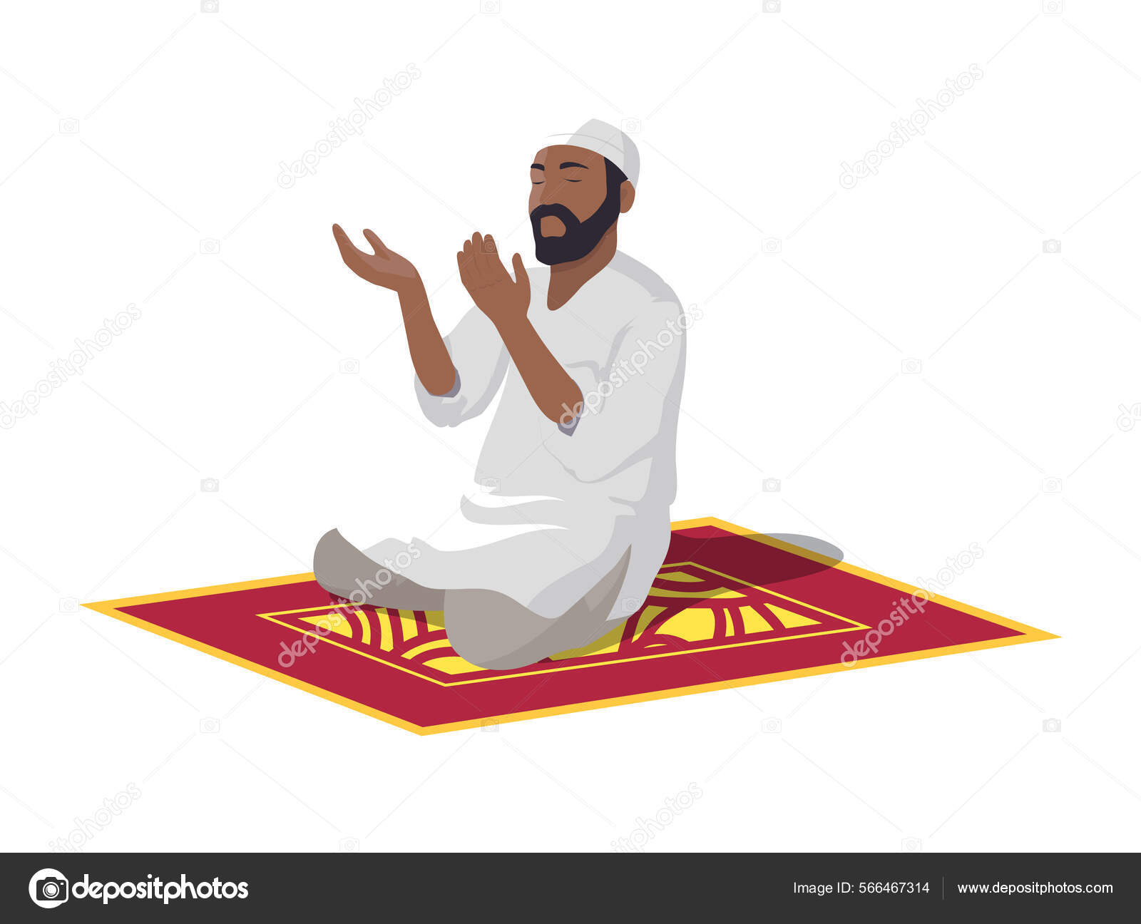 Arab Does Traditional Religious Ritual on Carpet Stock Vector Image by ...