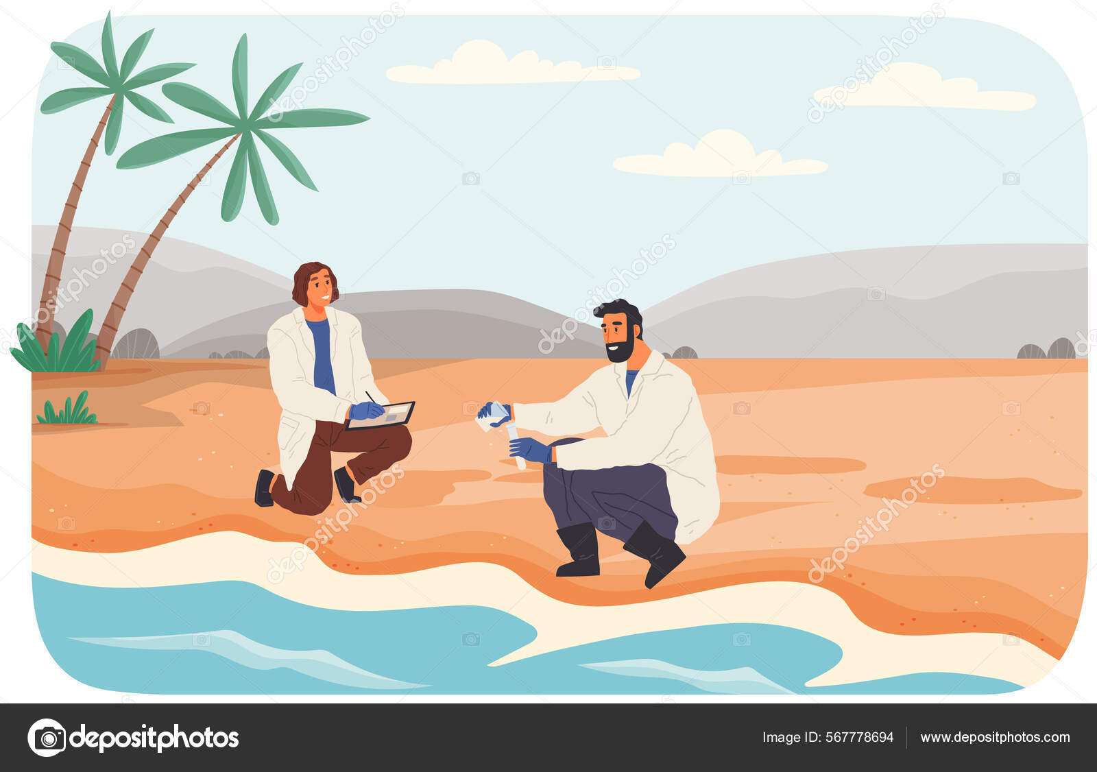 Personas explorando la naturaleza, el suelo. Los científicos llevan a ...