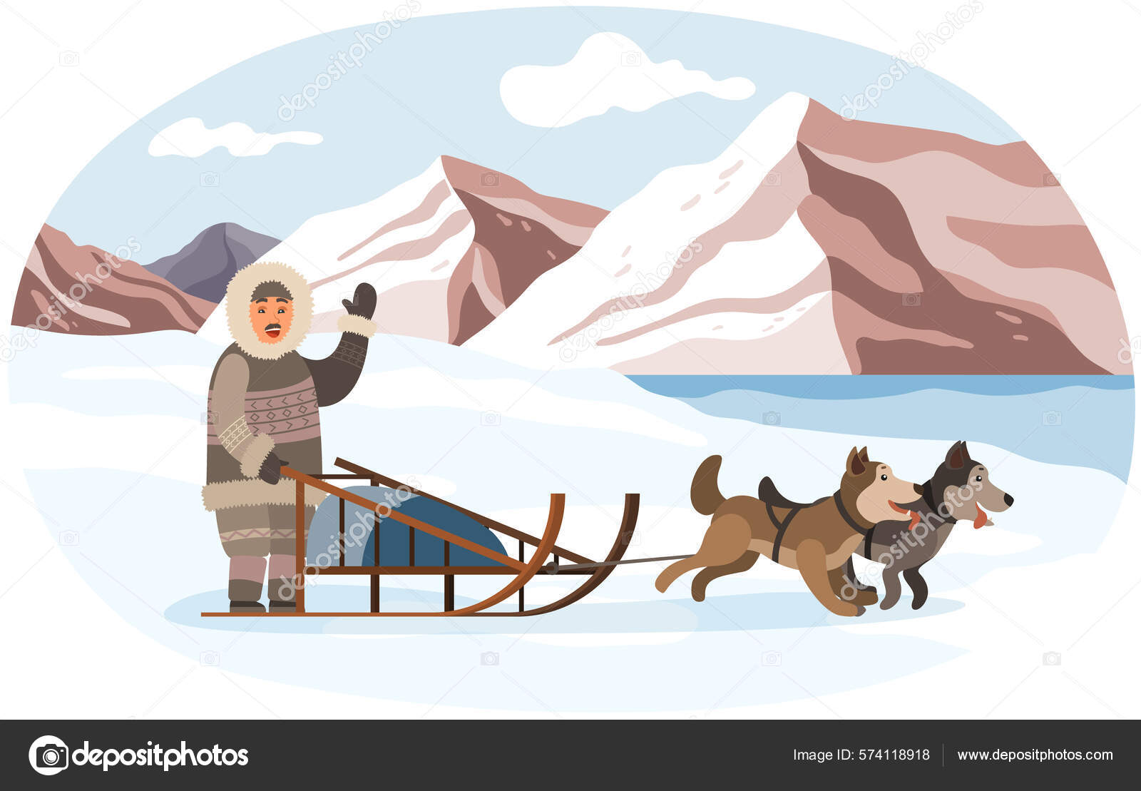 Dog Sled Cartoon