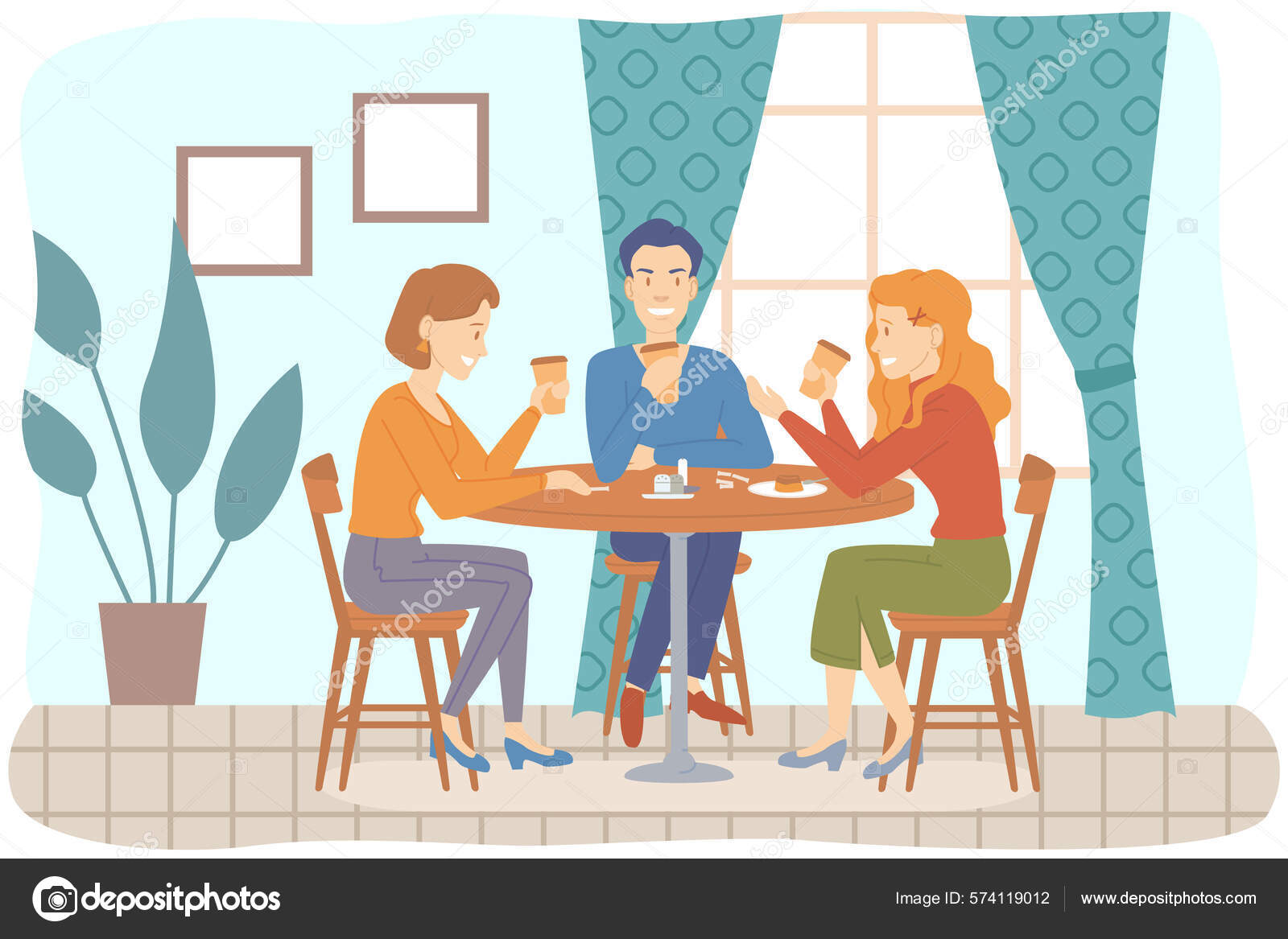 Drinking Coffee With Friends Clipart