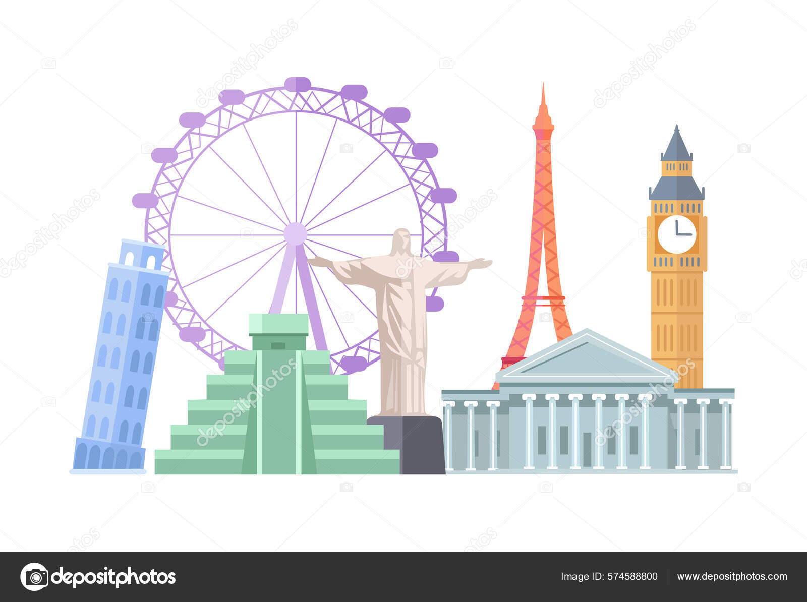 Maya Pyramid Christ Redeemer Statue Landmarks Collection Capitol Big ...