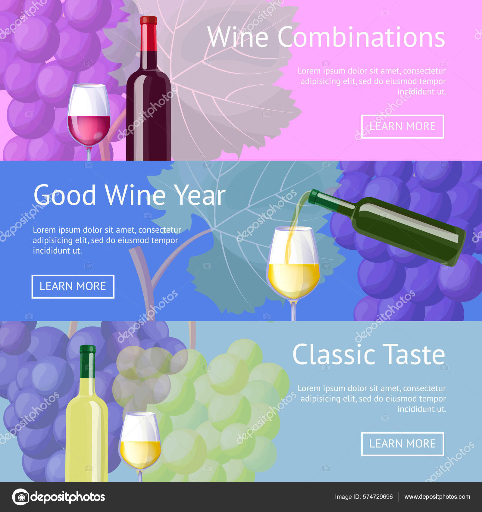 Wine Combinations Classic Taste Promo Banners Good Vino Year Commercial ...