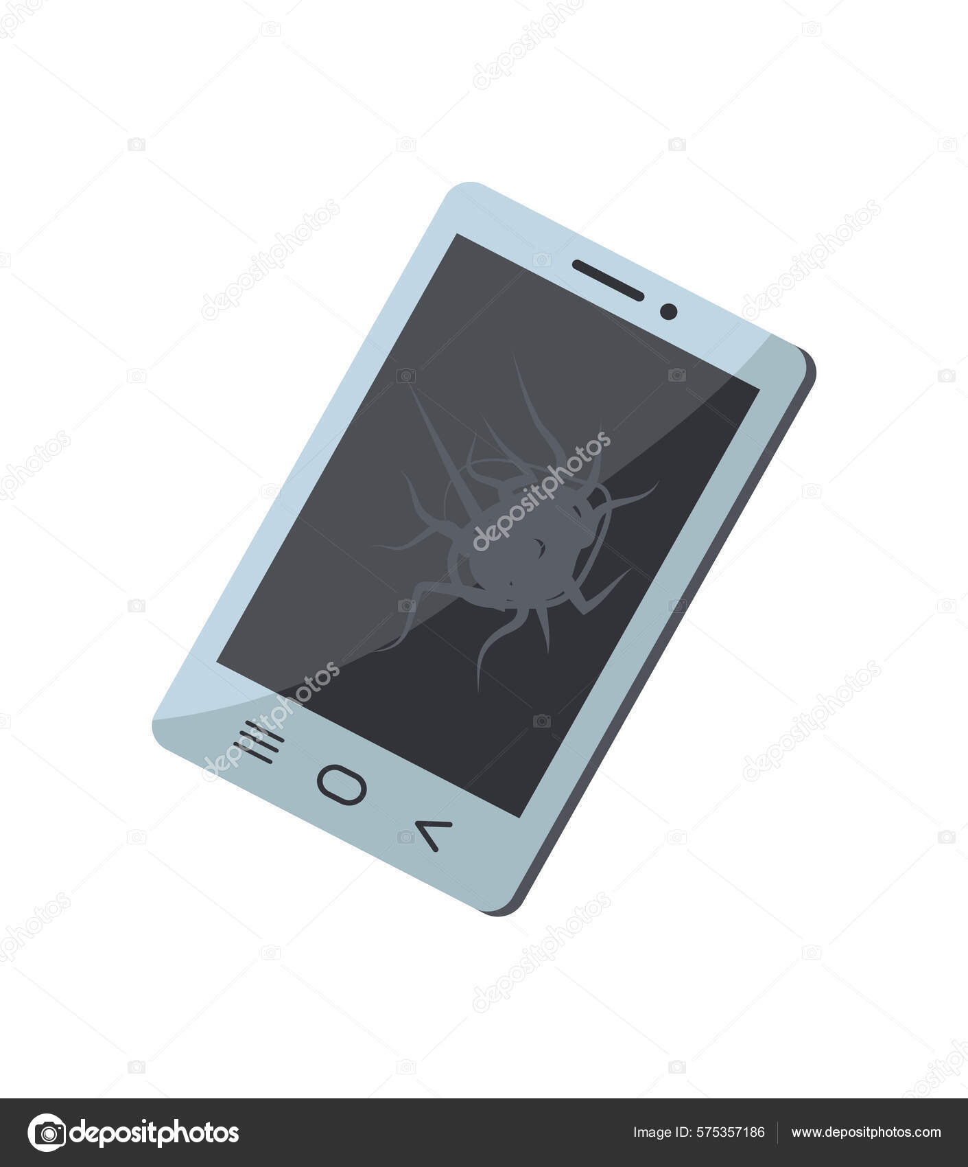 Objeto Roto Del Teléfono Móvil Con Botones Pantalla Agrietada Basura ...