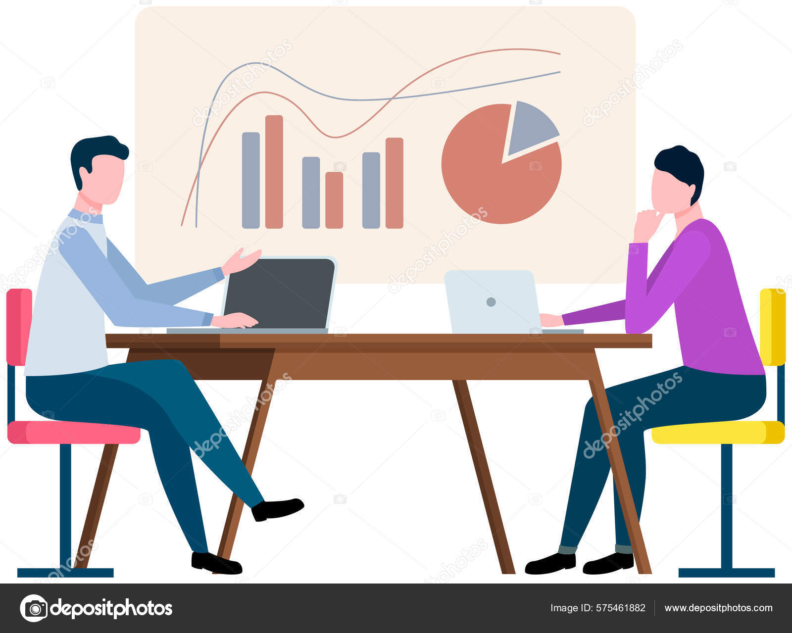 Manager Makes Presentation Statistical Report Analysis Charts Planning ...