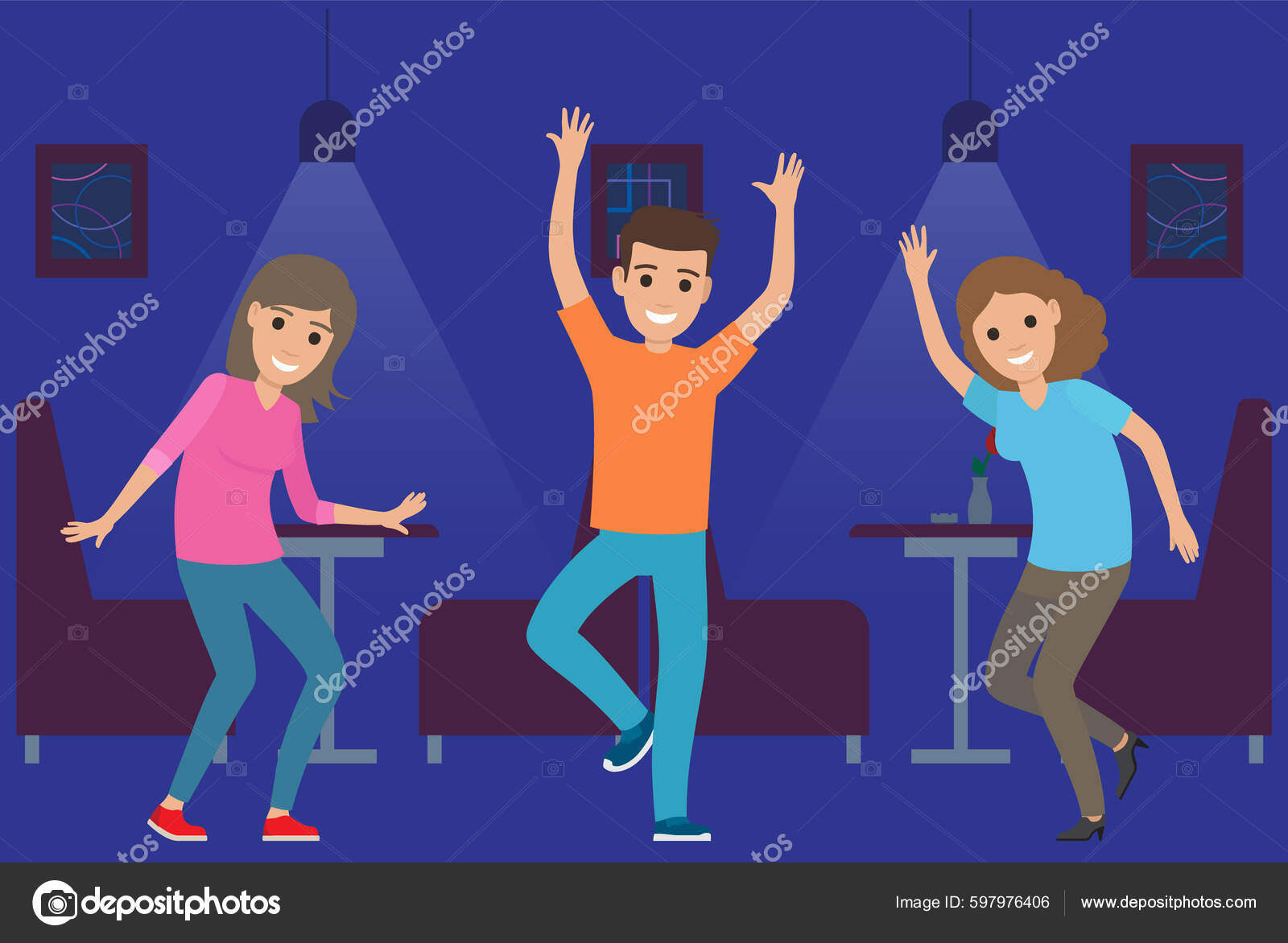 Jóvenes Bailando Club Nocturno Fiesta Celebración Actividad Divertida ...