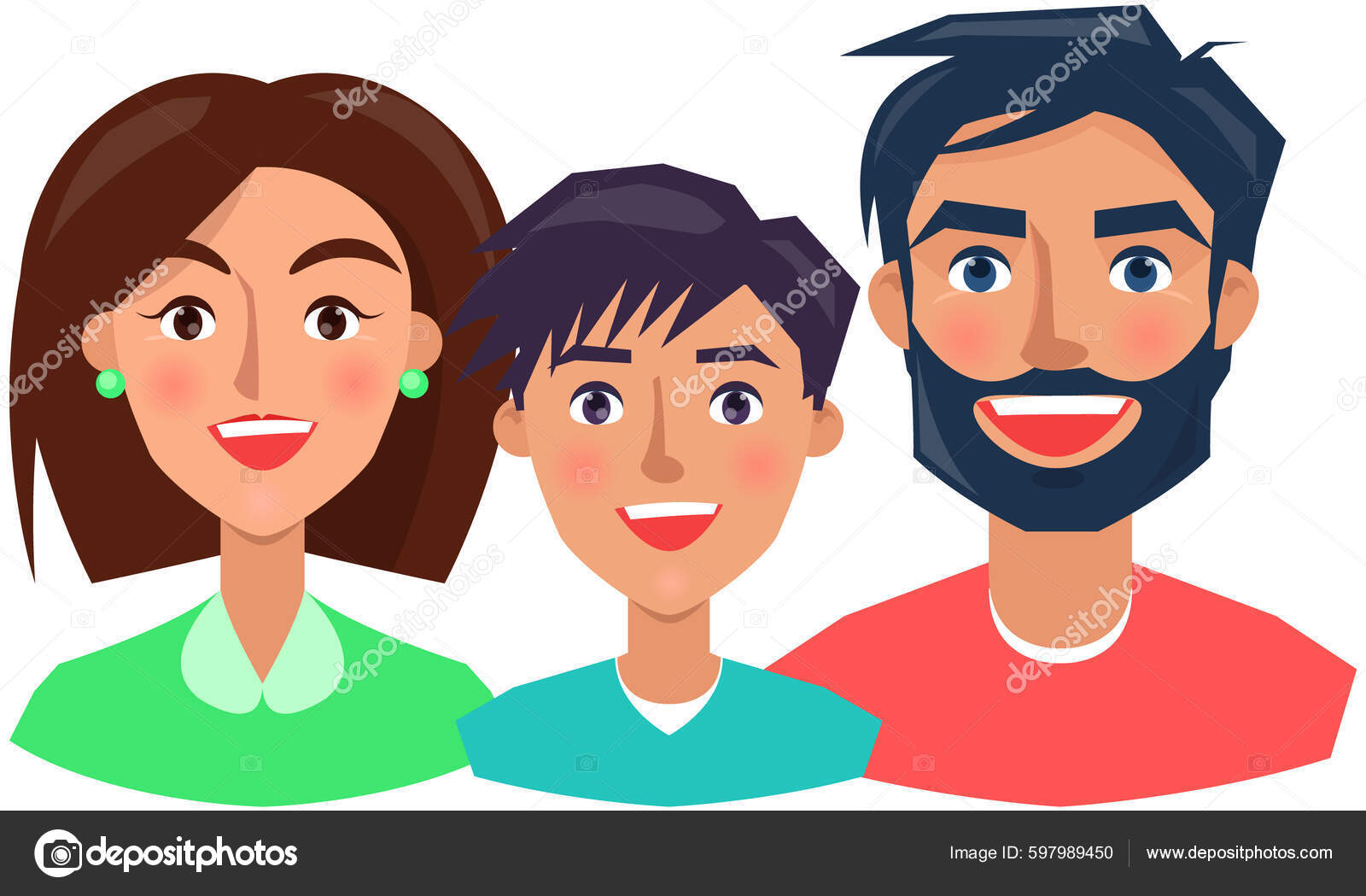 Positive Face Expressions People Cartoon Characters Emotion Happiness ...