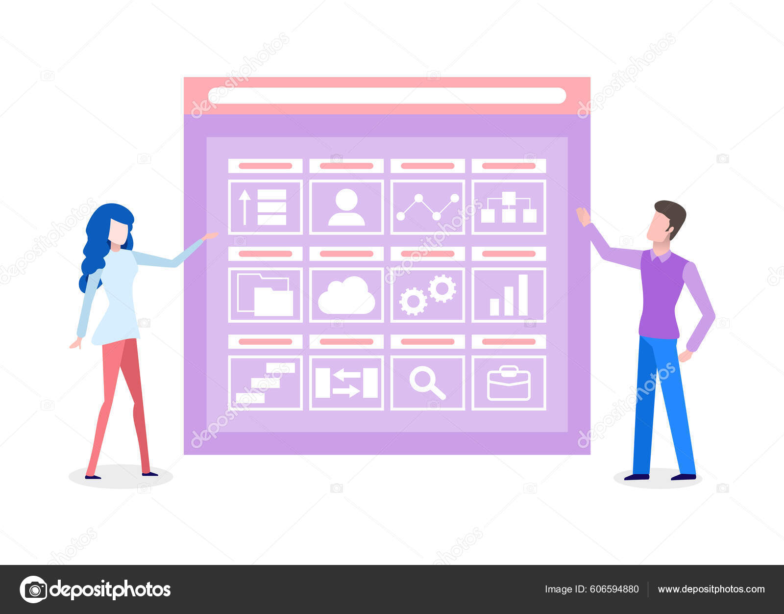 Visualized Information Project Vector People Working Analysis Data Man ...