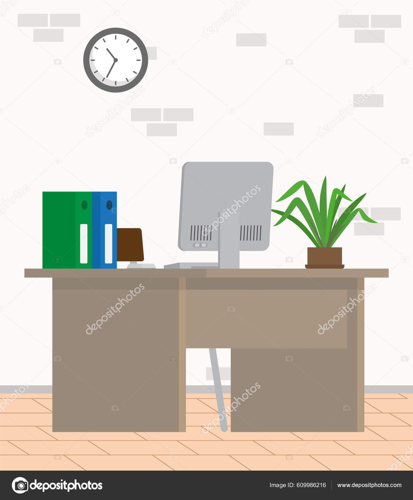 Organized Desk Cartoon