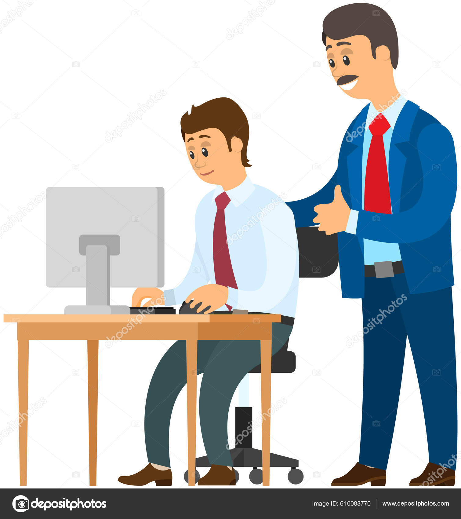 Boss Gives Instructions Subordinates Workplace Work Department Company ...