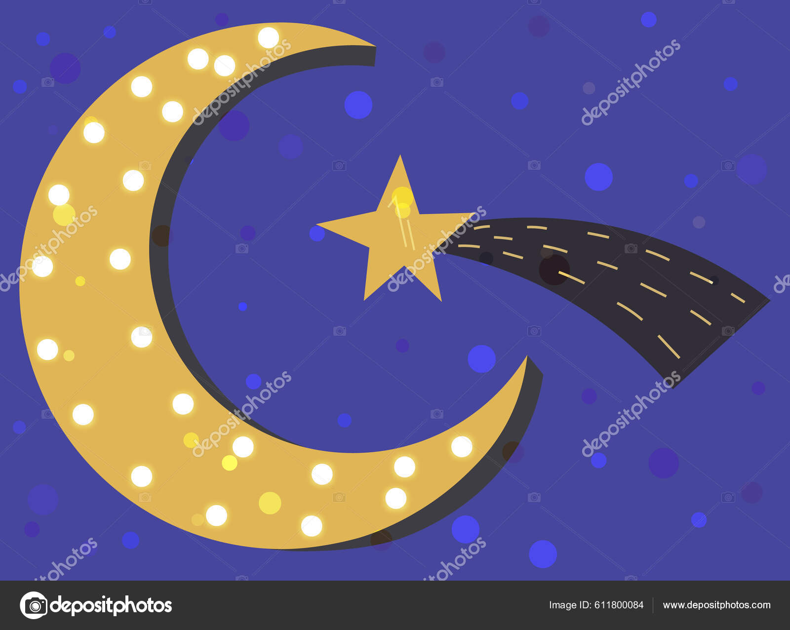 Moon Star Stickers Blue Background Space Bodies Celestial Objects ...