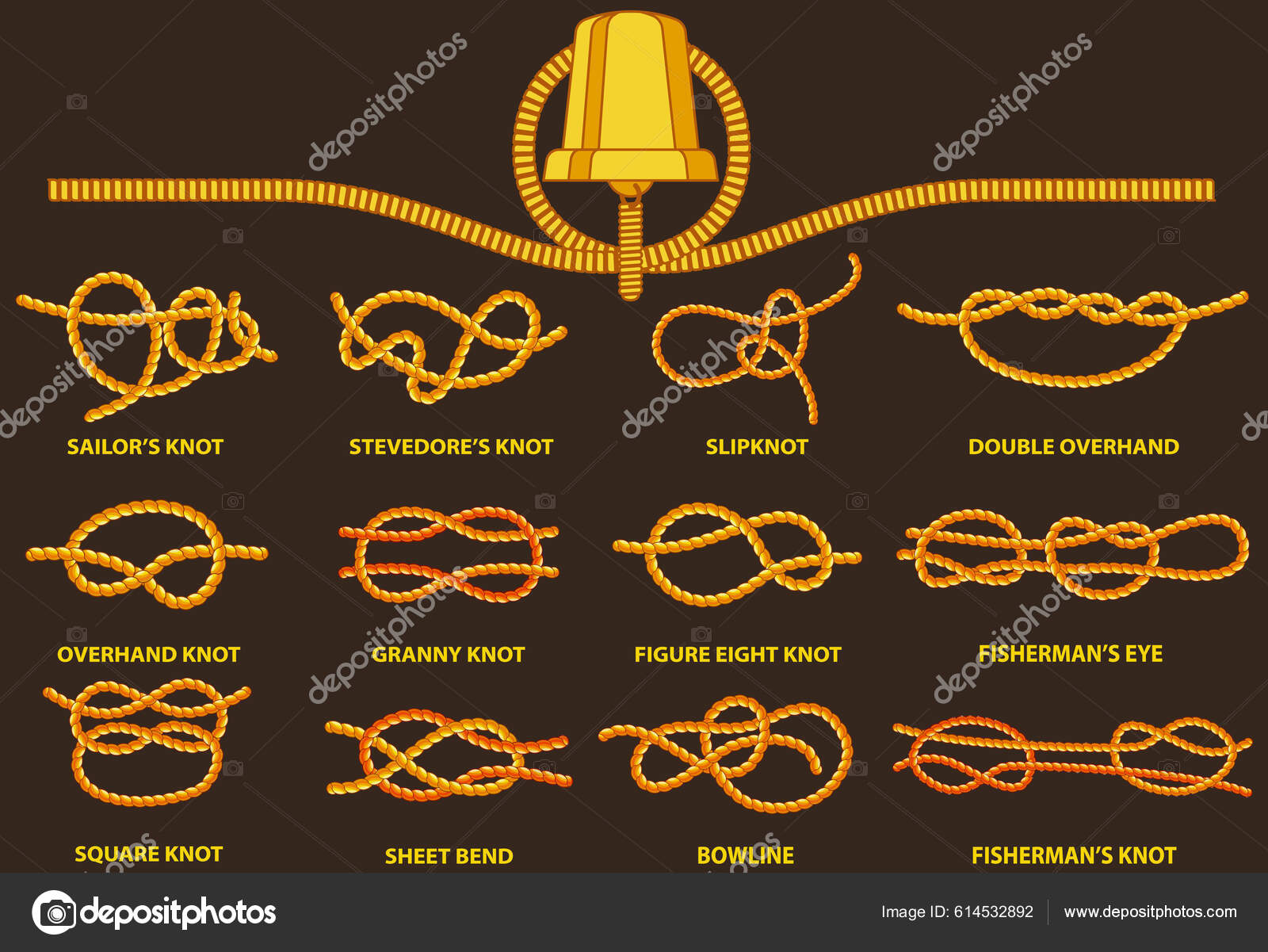 Yellow Nautical Rope Knot Interweaving Ropes Tapes Other Flexible ...