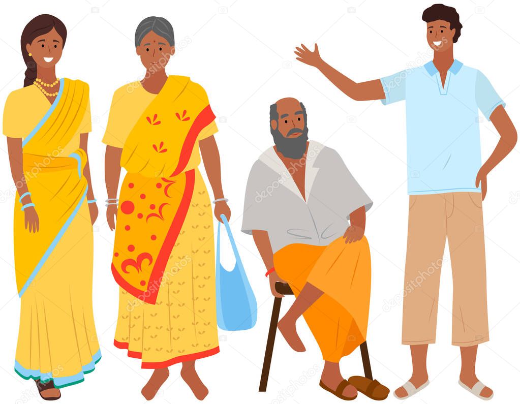 Diferentes indio viejos y jóvenes hombres y mujeres ambientado en ...