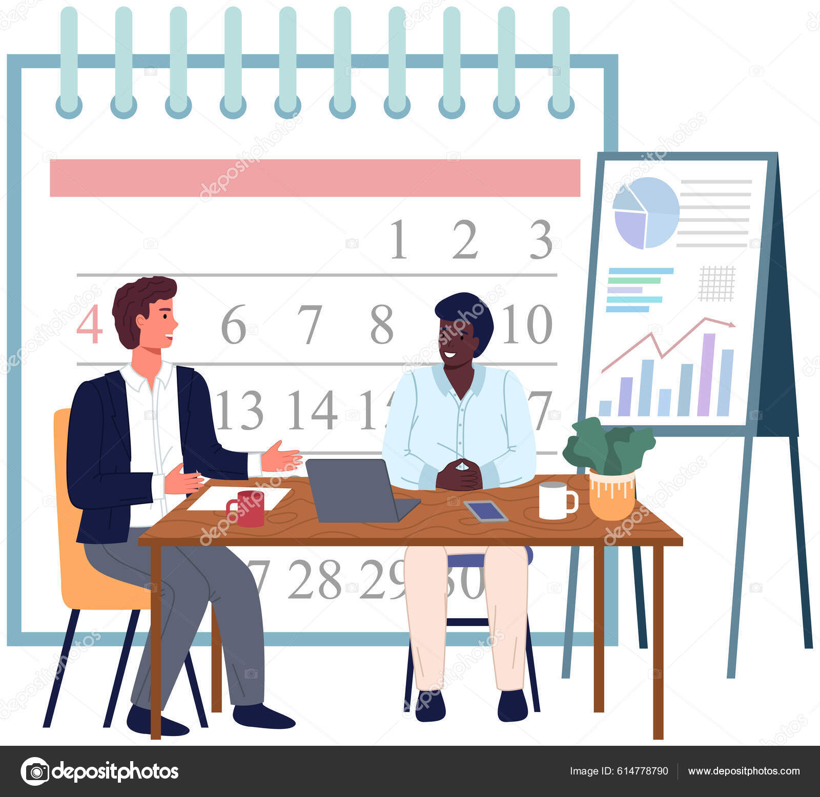 Colleagues Work Creating Plan Schedule Daily Planning Time Management Scheduling Stock Vector ...