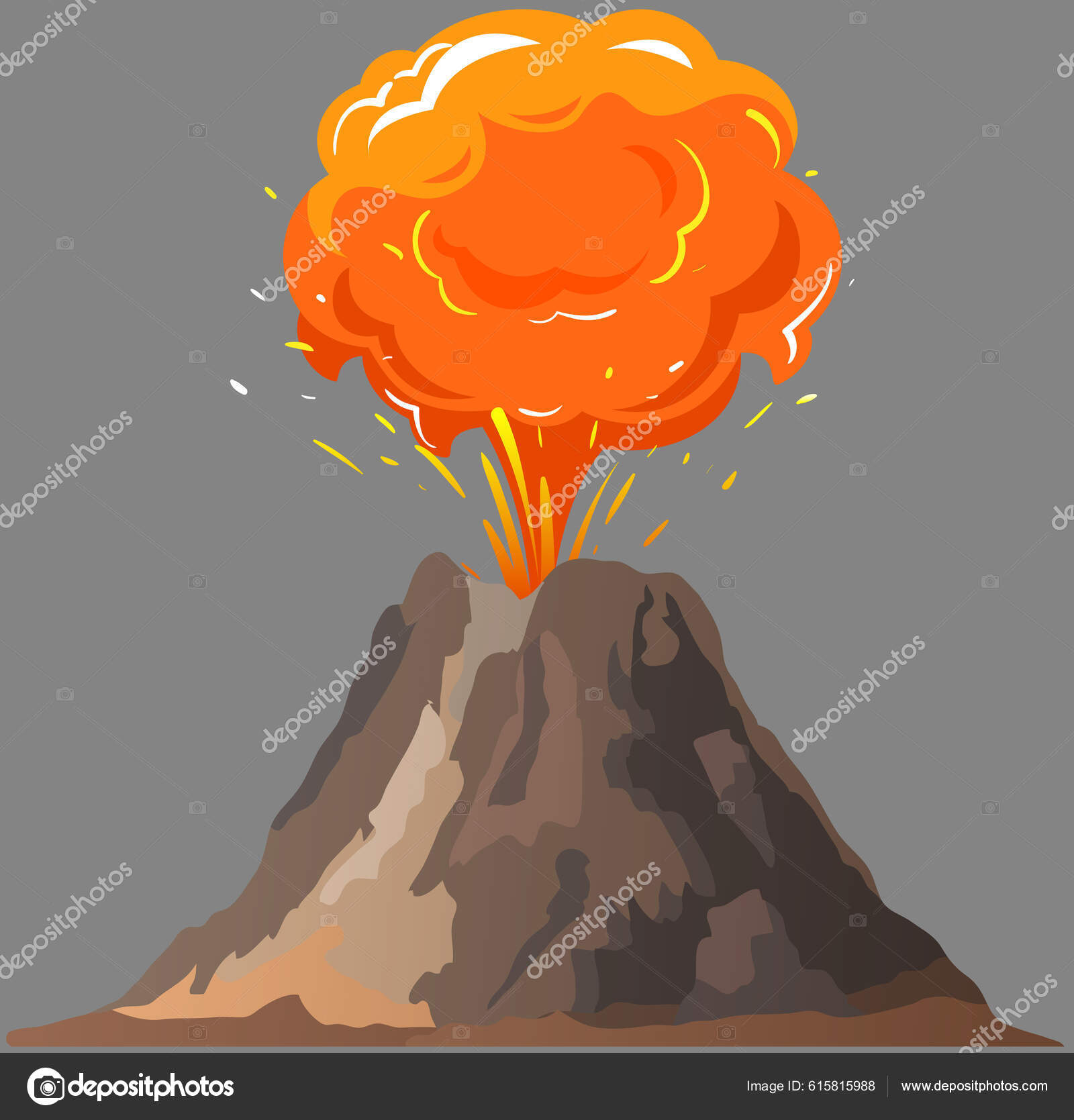 Volcanic Eruption Stages Set Steaming Volcano Hot Burning Magma ...