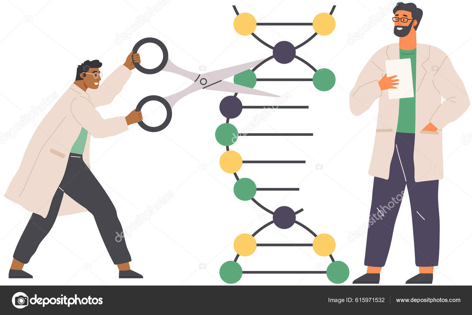 Scientist Modifying Dna Molecule Using Scissors Genetic Engineering ...
