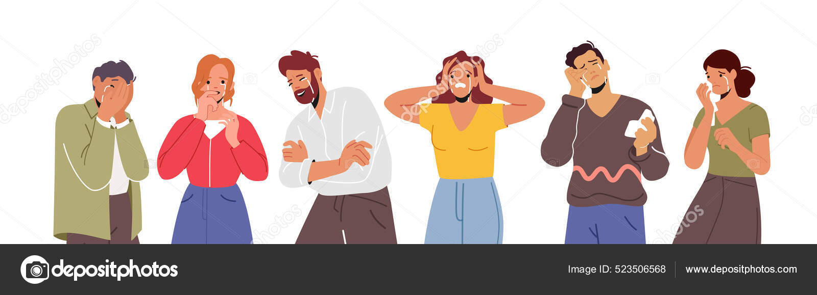 Les gens tristes pleurent, ressentent du chagrin. Personnages masculins ...