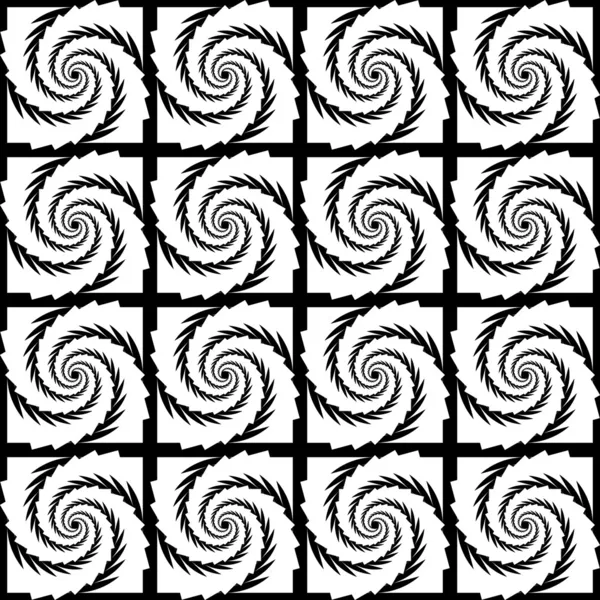 Design seamless monochrome spiral movement pattern. Abstract whi ...