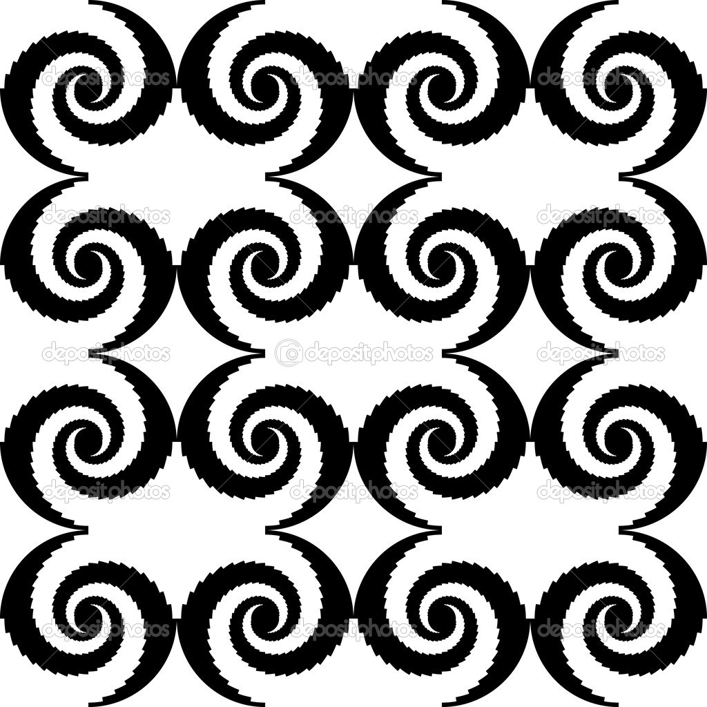 Design seamless monochrome spiral movement pattern. Abstract whi ...