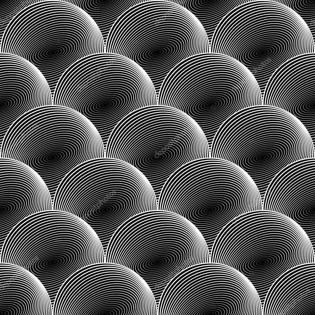 Design seamless monochrome volumetric sphere geometric lines pat Stock ...