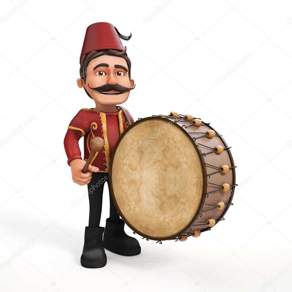3D Traditional Ramadan Drummer and drum Stock Illustration by ©zydesign ...