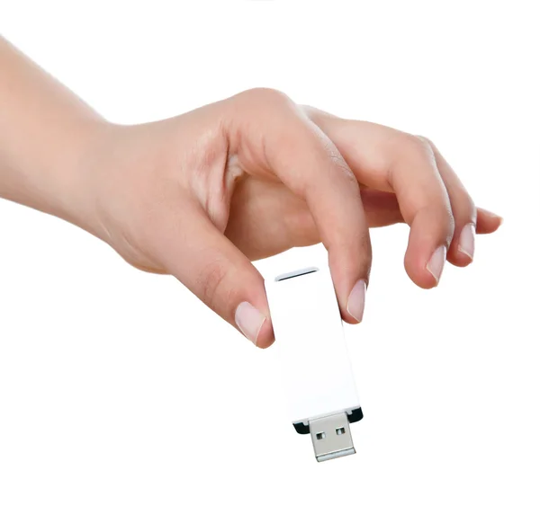 Female hand holding usb stick isolated on white Stock Photo by ©stockce ...