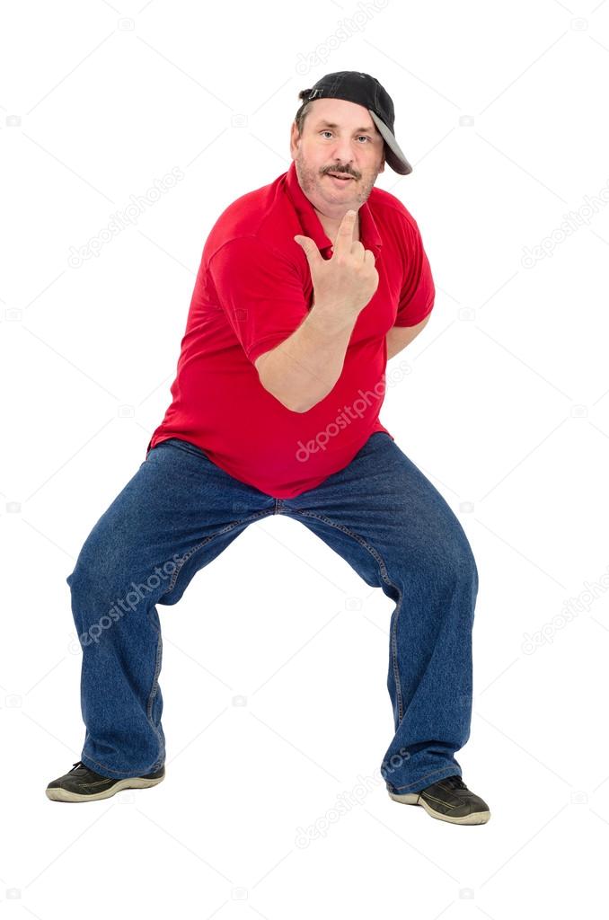 Middle aged guy dances rap — Stock Photo © verbaska #35804107