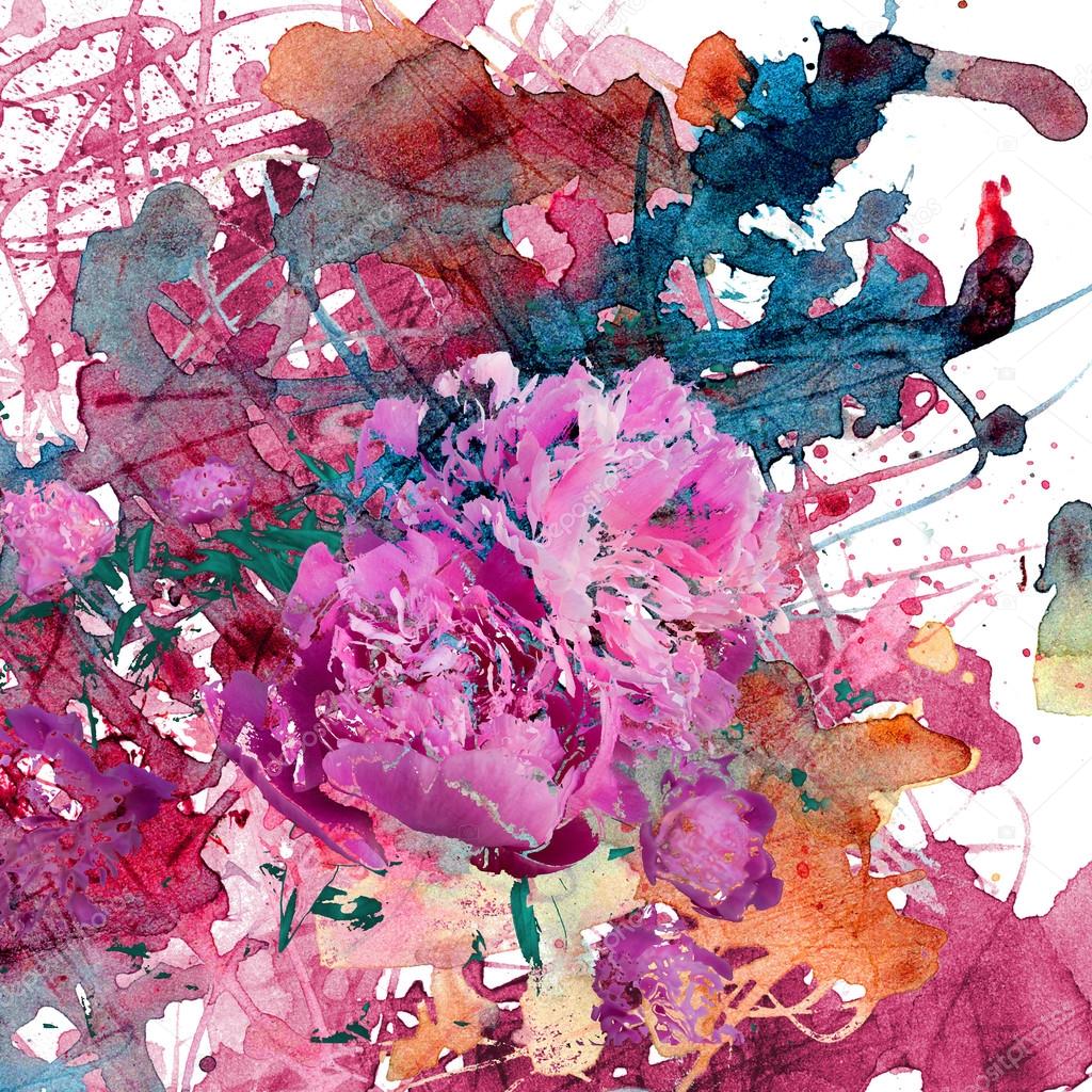 Peony Watercolor Abstract