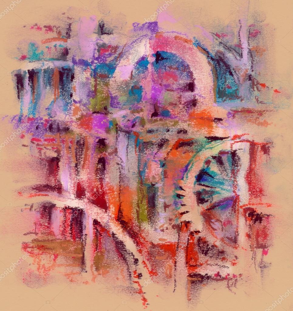 Abstract painting with colored pastels Stock Photo by ©kvocek 42187767