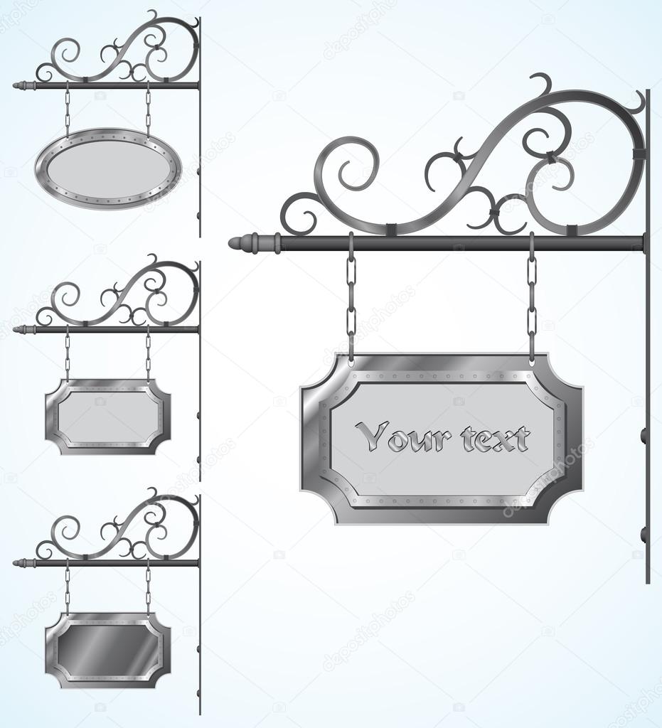 Wrought iron signs for old-fashioned design — Stock Vector © Roxiller ...