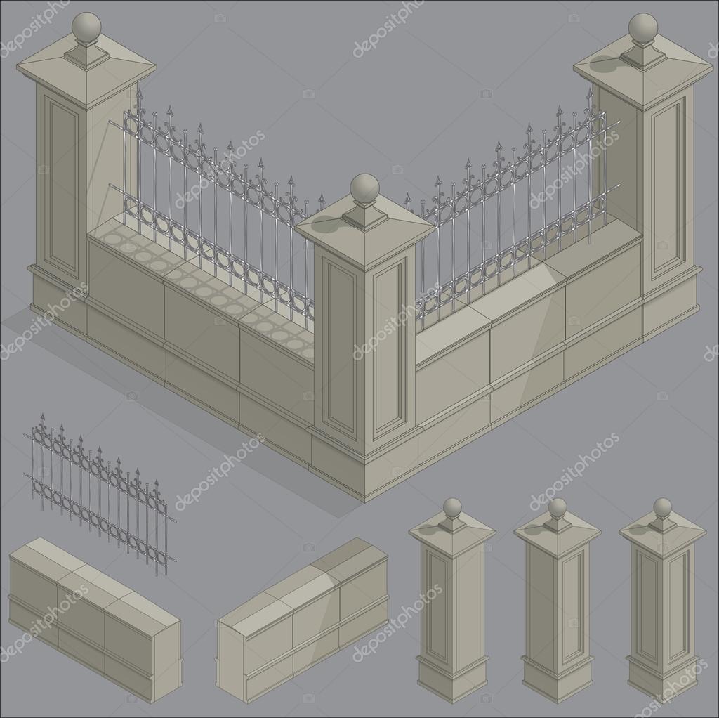 Vector isometric fence set, construction kit Stock Vector Image by ...