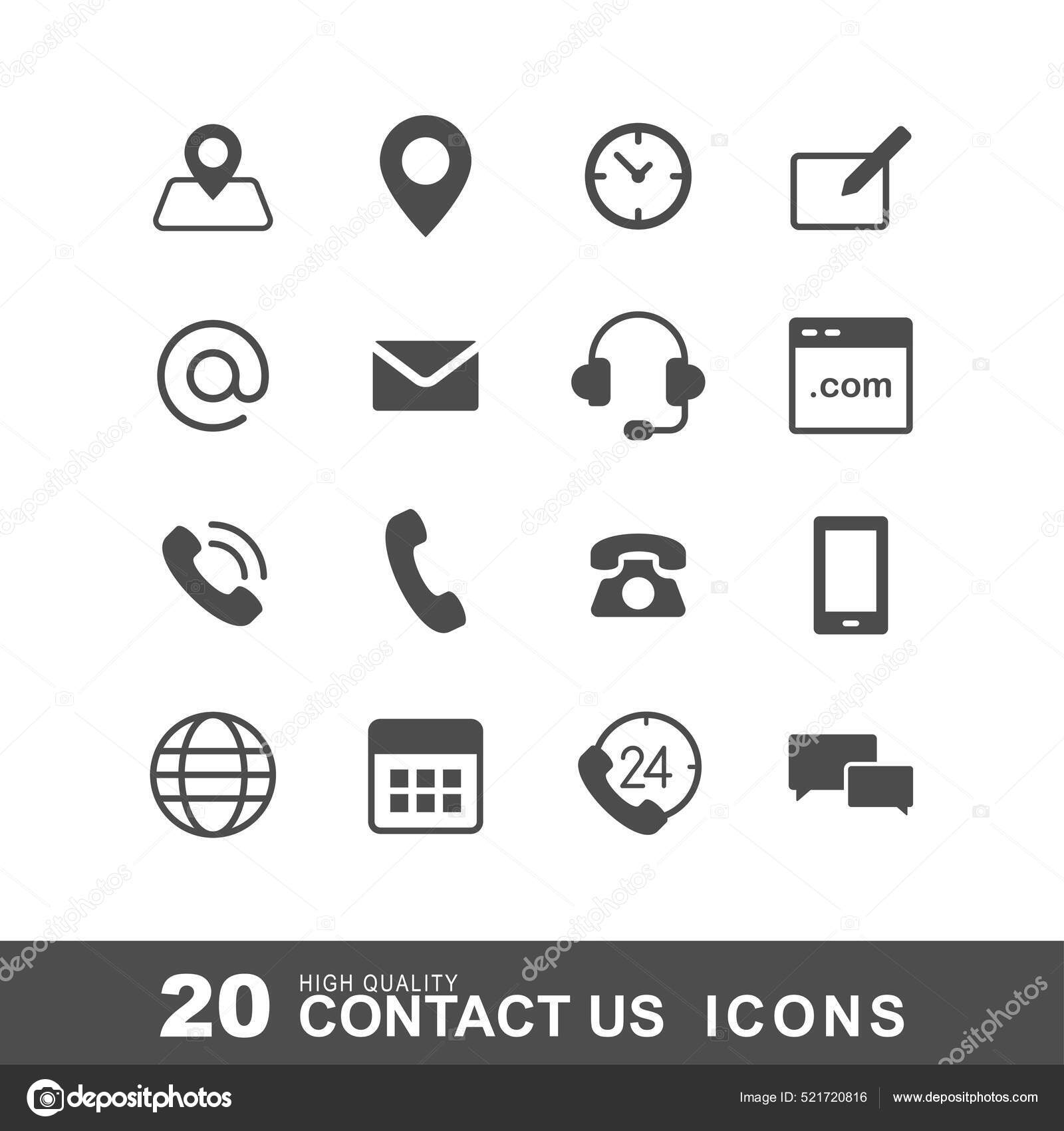 Contact Icons Simple Flat Vector Icons Set White Background Stock ...