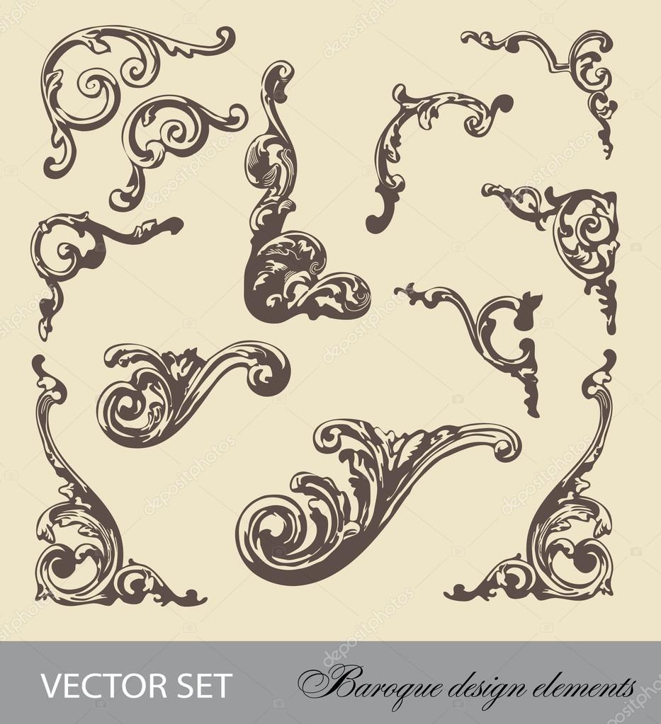 Vector set: Baroque design elements and page decoration — Stock Vector ...