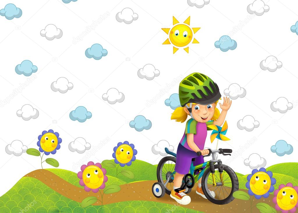The children on the trip - spring - summer - illustration Stock Photo ...