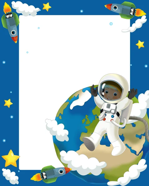 Border design with astronaut in space — Stock Vector © blueringmedia ...