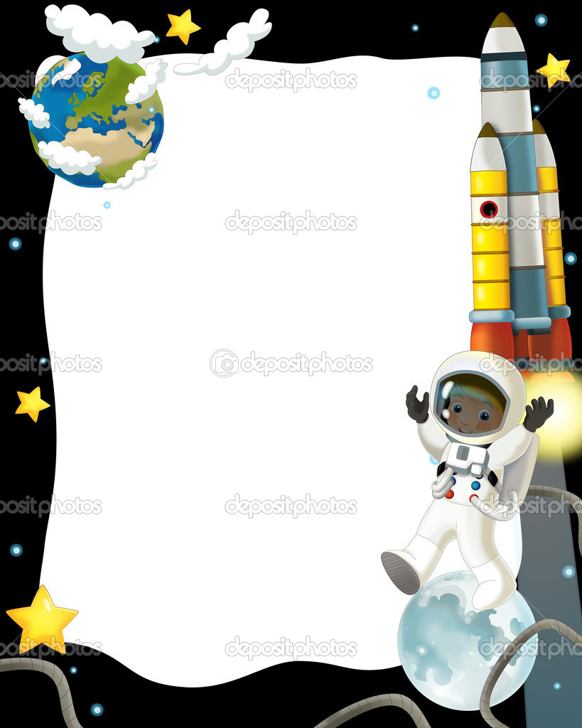 Astronaut boy in space- frame Stock Illustration by ©agaes8080 #28470209