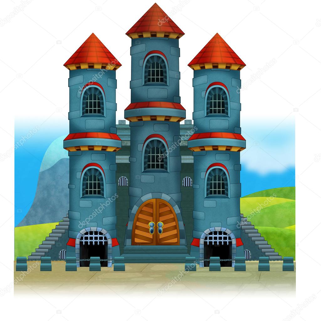 La ilustración medieval de dibujos animados del castillo - para los ...