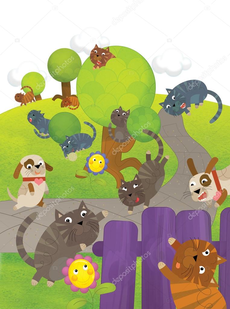 Cartoon cats outdoor Stock Illustration by ©agaes8080 #41714459