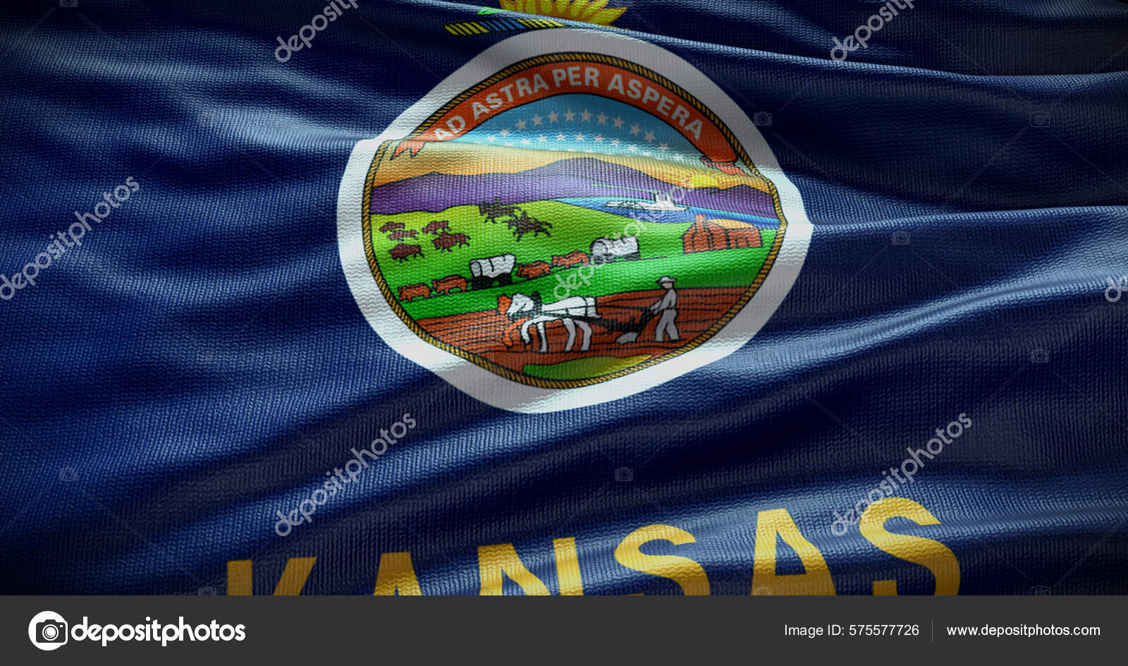 Kansas State Flag Background Illustration Usa Symbol Backdrop — Stock ...