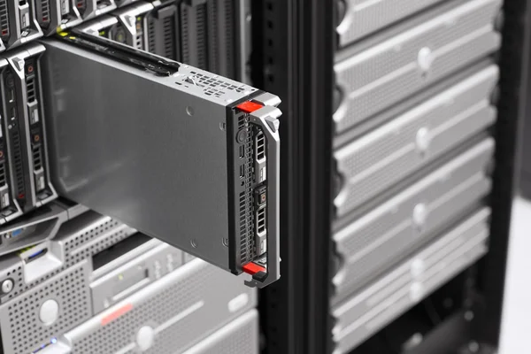 Blade server rack in large enterprise datacenter — Stock Photo © kjekol ...