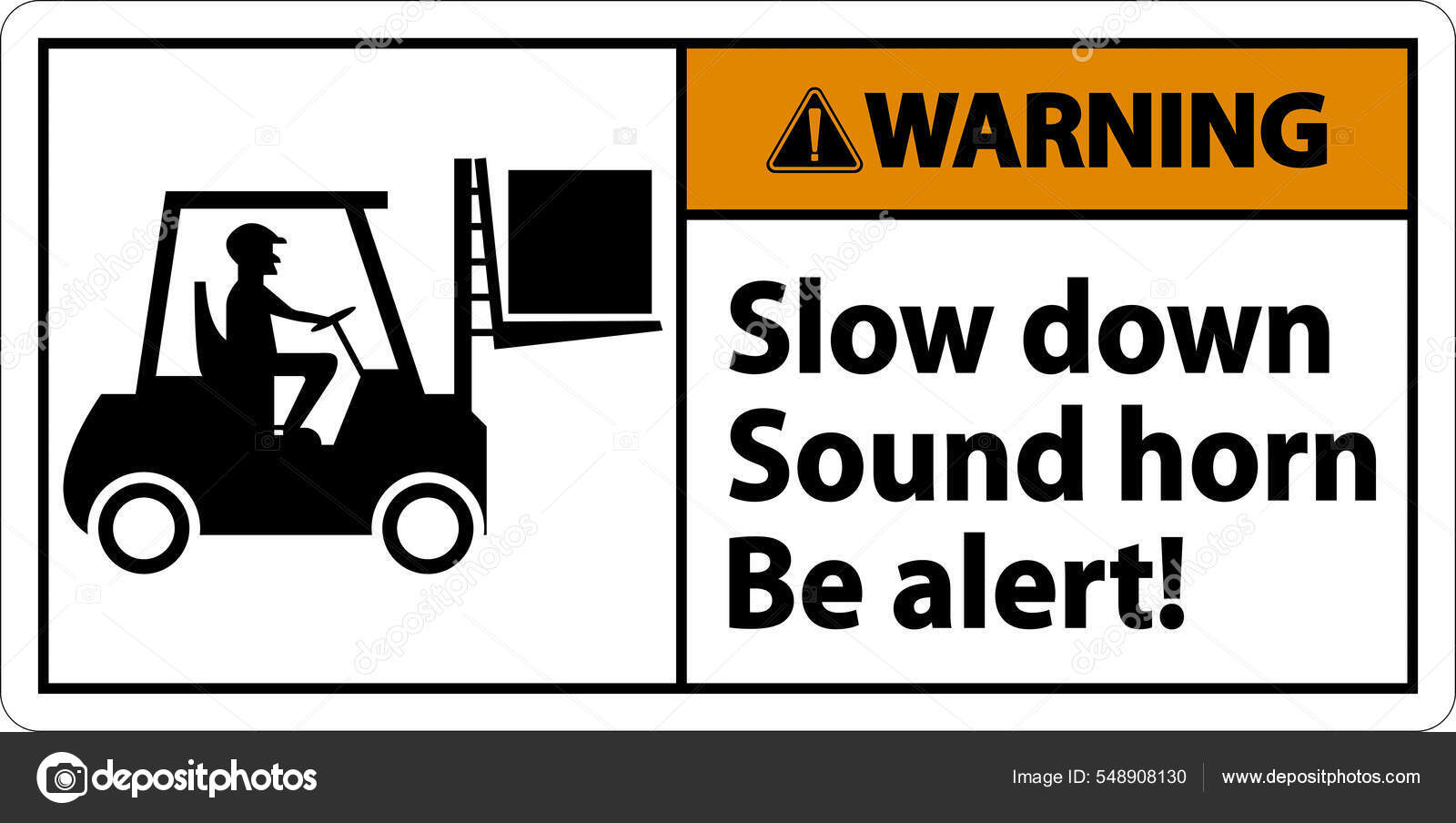 Warning Way Slow Sound Horn Sign White Background Stock Vector by ...