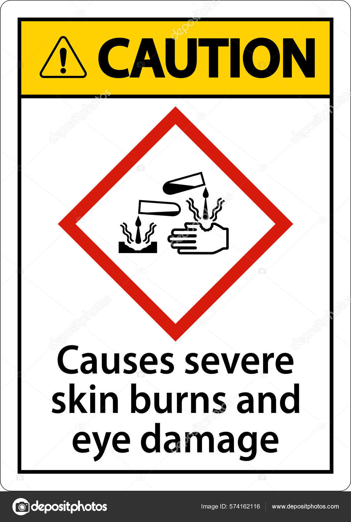 Caution Causes Severe Skin Burns Eye Damage Ghs Sign Stock Vector Image ...