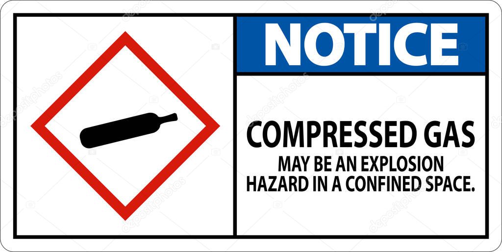 Señal de gas comprimido GHS sobre fondo blanco 2022
