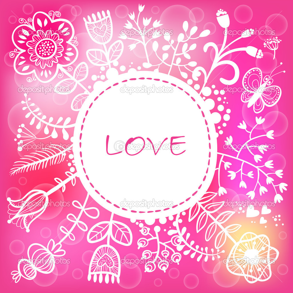 Floral Love Round background. Vector illustration Stock Vector Image by ...