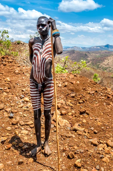 Omo Valley people - Mursi painted man – Stock Editorial Photo ...